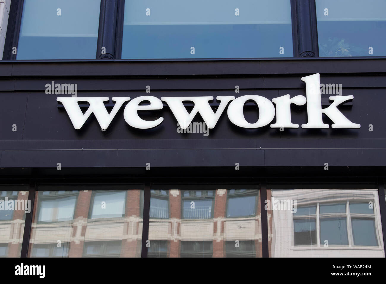 Wework Location and Exterior View of We Work Sign in Downtown Detroit ...