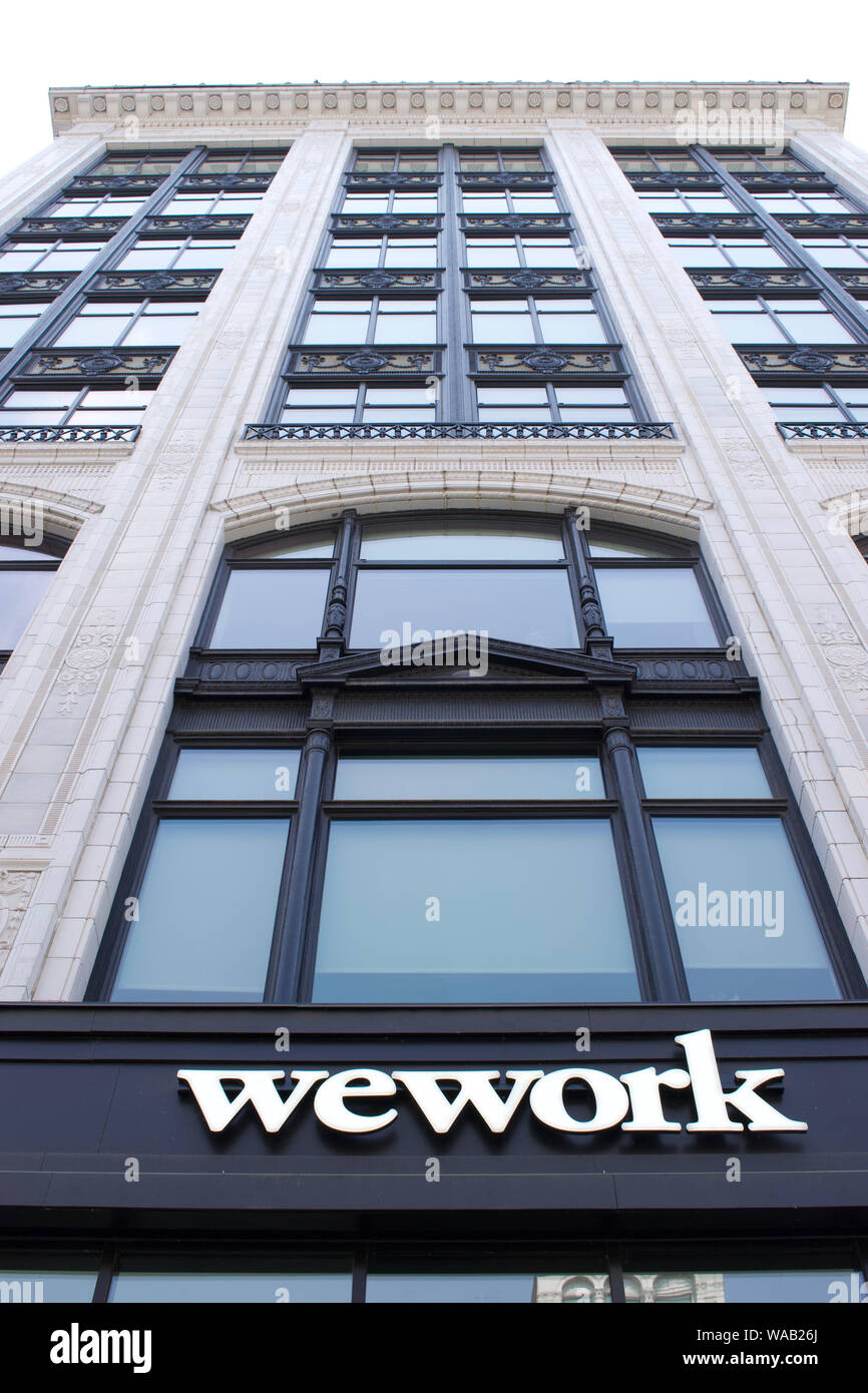 Wework Location and Exterior View of We Work Sign in Downtown Detroit ...