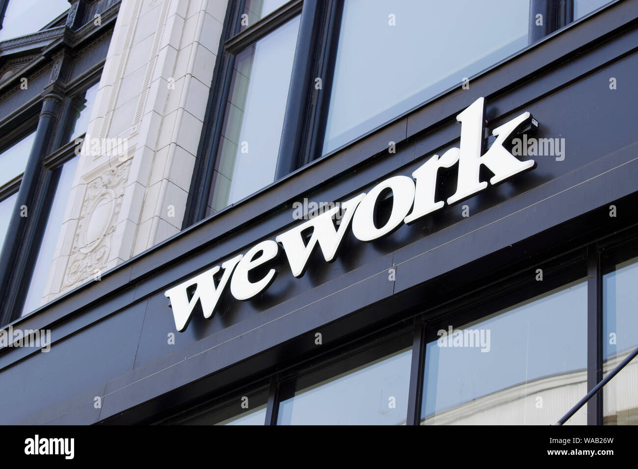 Wework Location and Exterior View of We Work Sign in Downtown Detroit ...