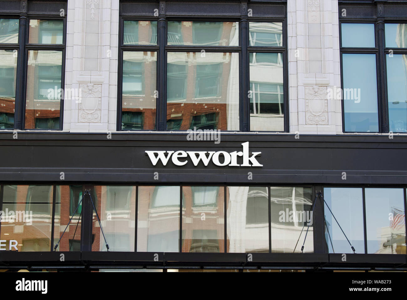 Wework Location and Exterior View of We Work Sign in Downtown Detroit ...