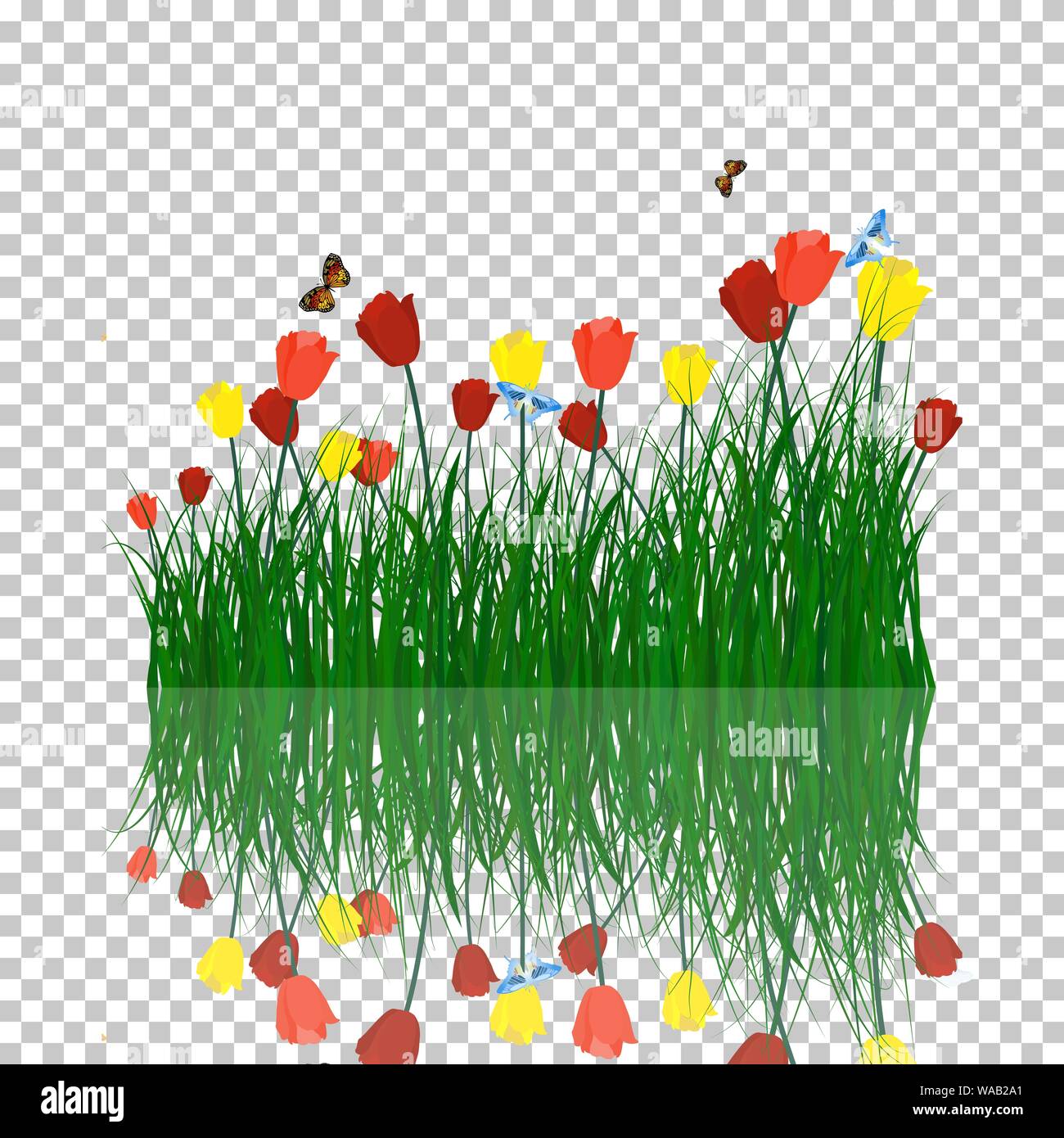 Summer (Spring) Medow. Transparency Grid Background Design. Vector ...