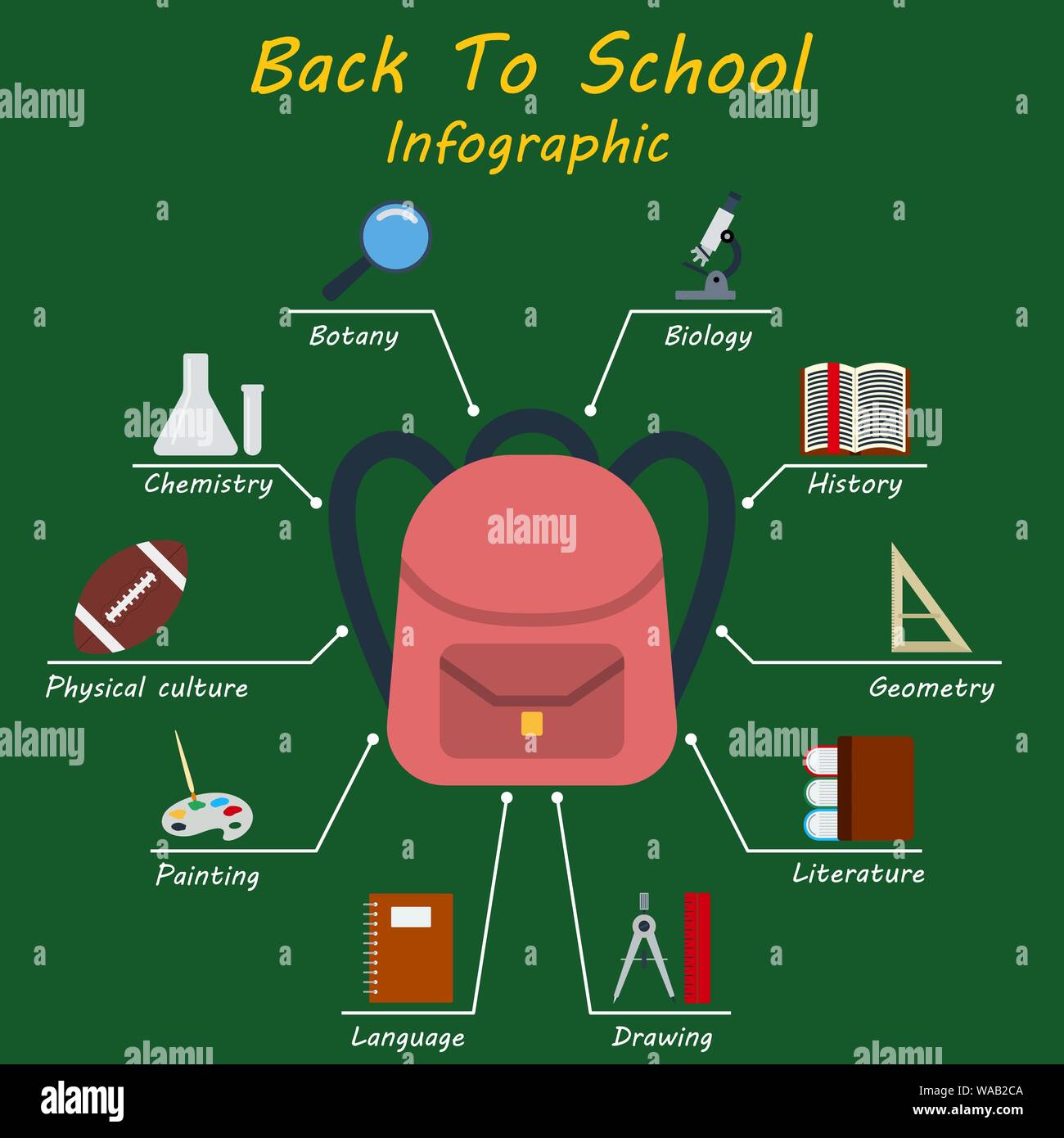 Back To School Infographics. Full Color Design. Vector Illustration ...