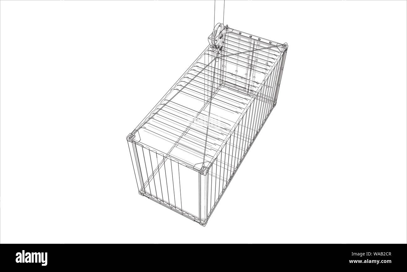 Cargo container. Wire-frame style Stock Vector Image & Art - Alamy