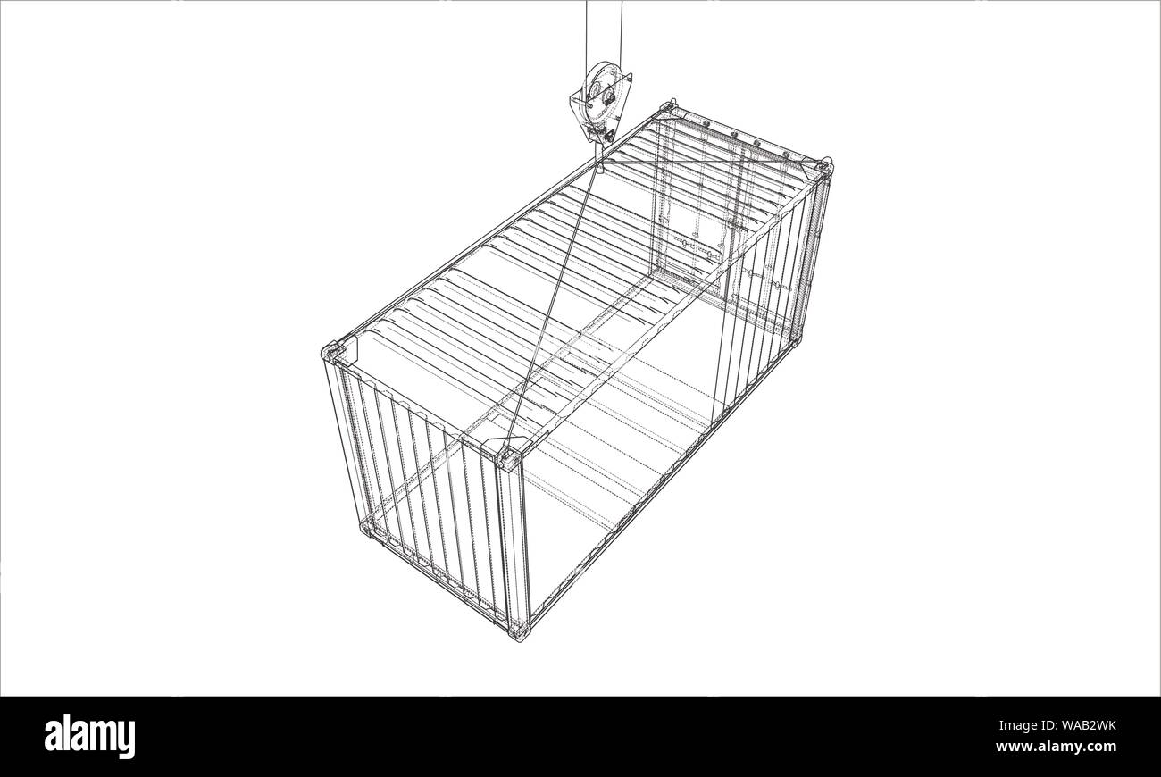 Cargo container. Wire-frame style Stock Vector Image & Art - Alamy