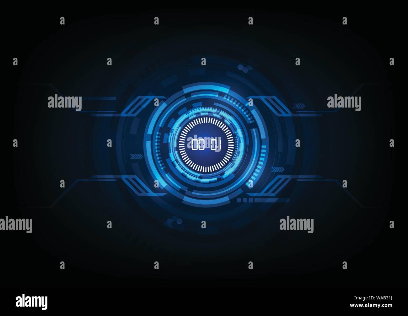 Abstract Futuristic Technology Background with Digital number timer ...