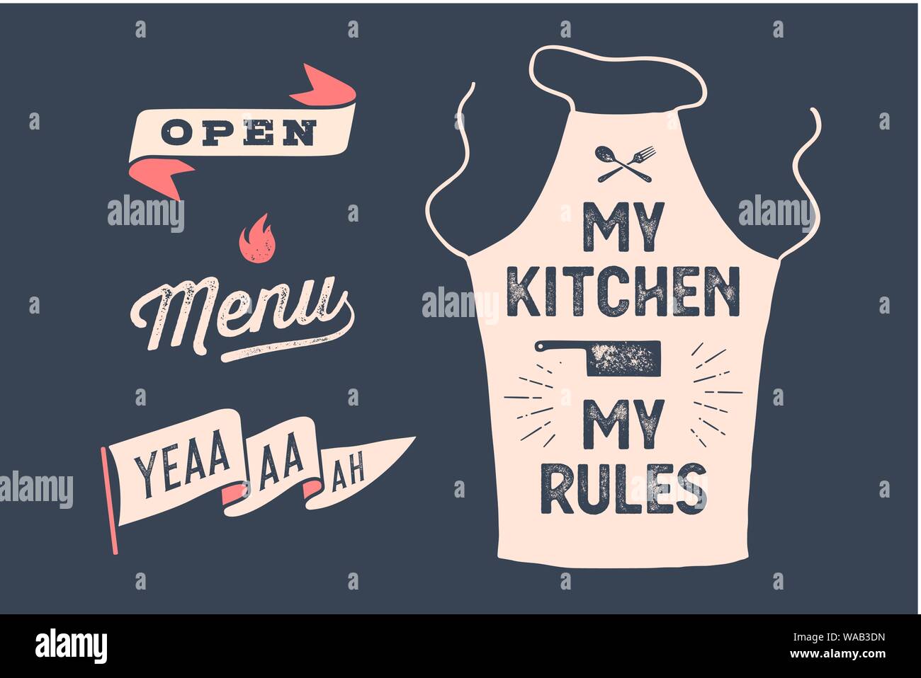 Set vintage graphic and typography. Wall decor, poster, sign, kitchen ...