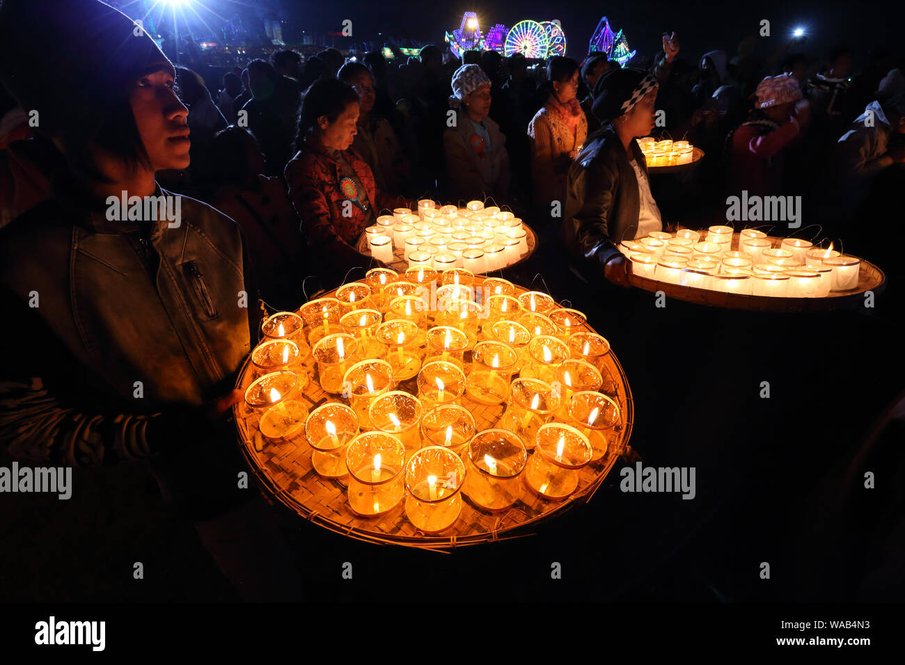 Hot-air balloon festival in Taunggyi, Myanmar (Burma). The balloons are ...