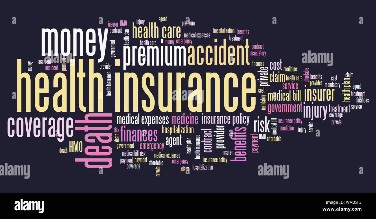 Health insurance conceptual word cloud illustration. Word collage ...