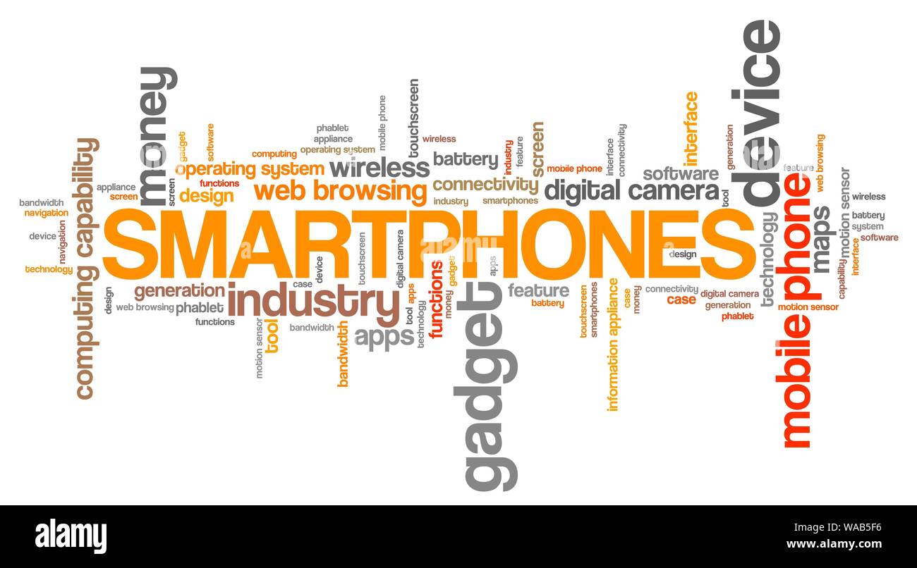 Smartphones - phone technology concepts word cloud illustration. Word ...