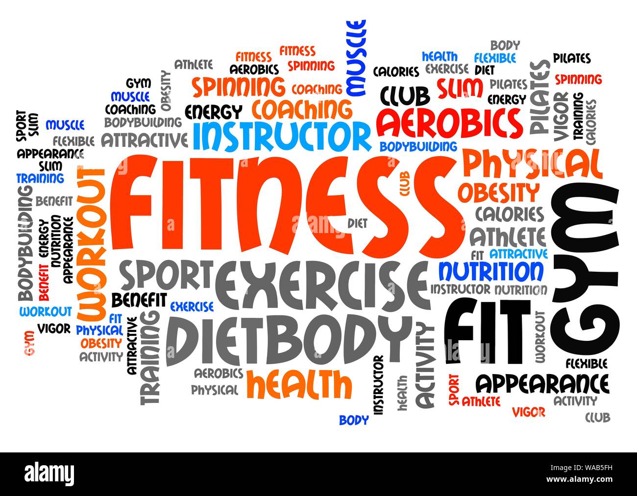 Fitness concepts word cloud illustration. Word collage concept Stock ...