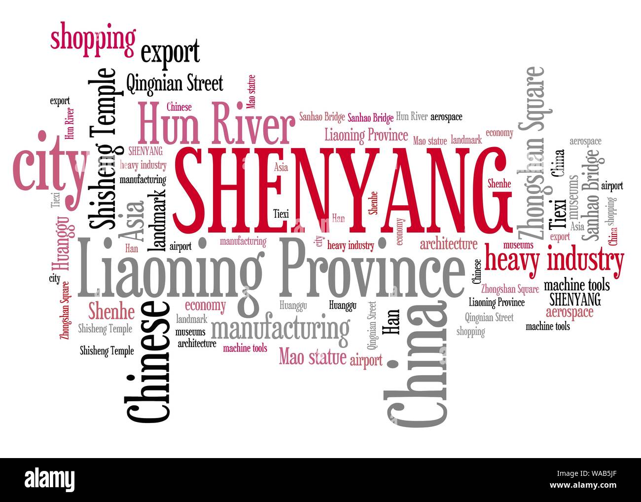 Shenyang City in China. Word cloud concept Stock Photo - Alamy