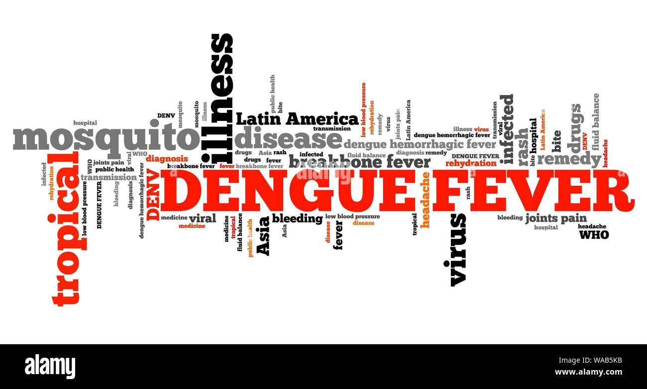 Dengue fever - tropical virus disease. Travel health word cloud Stock ...