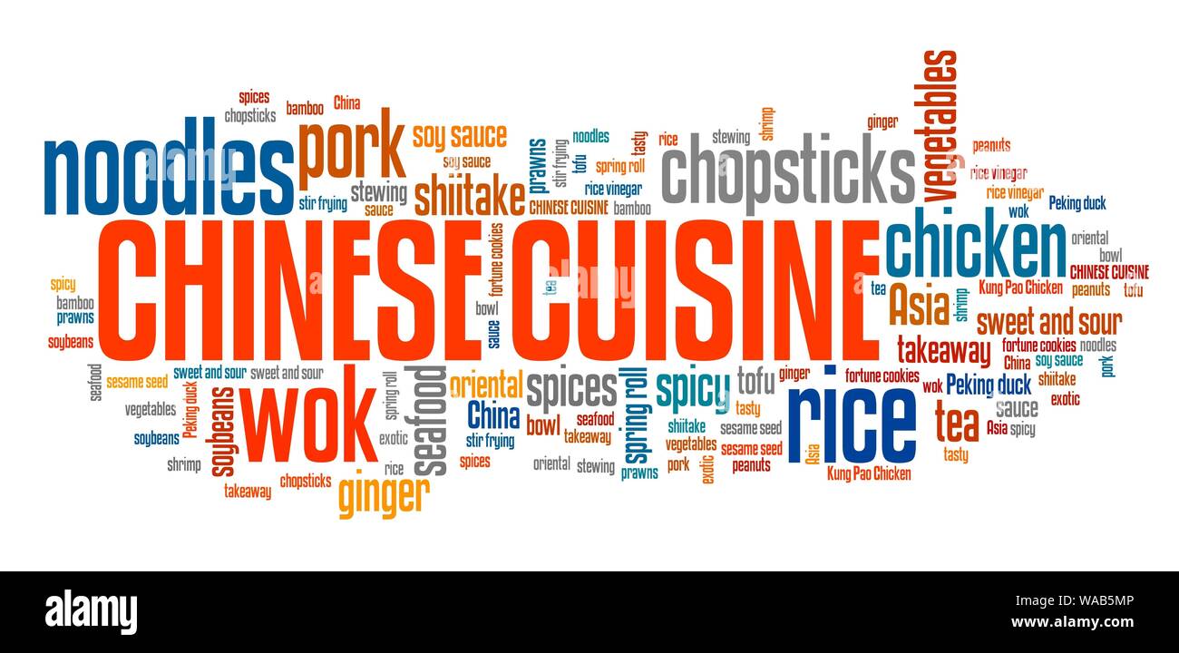 Chinese cuisine - Asian food. Word cloud sign Stock Photo - Alamy