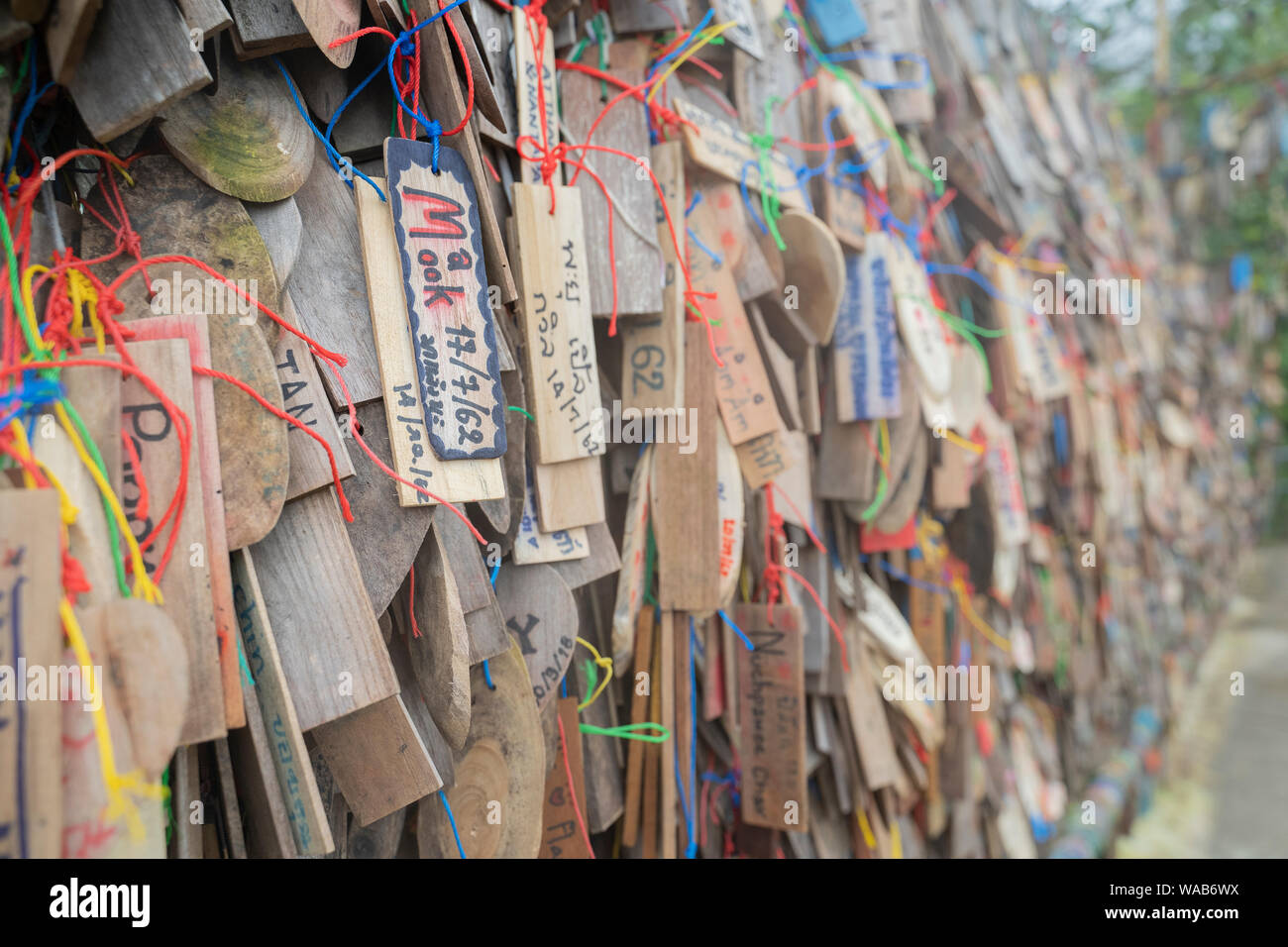 The Traditional wooden wishing plaques in pilok mine. It is one of the ...