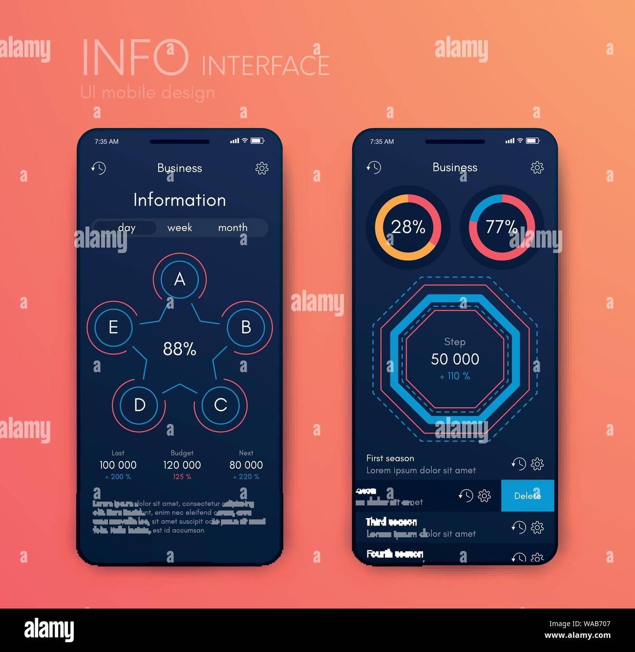 Mobile Application Interface Ui Design Stock Vector Stock Vector Image And Art Alamy