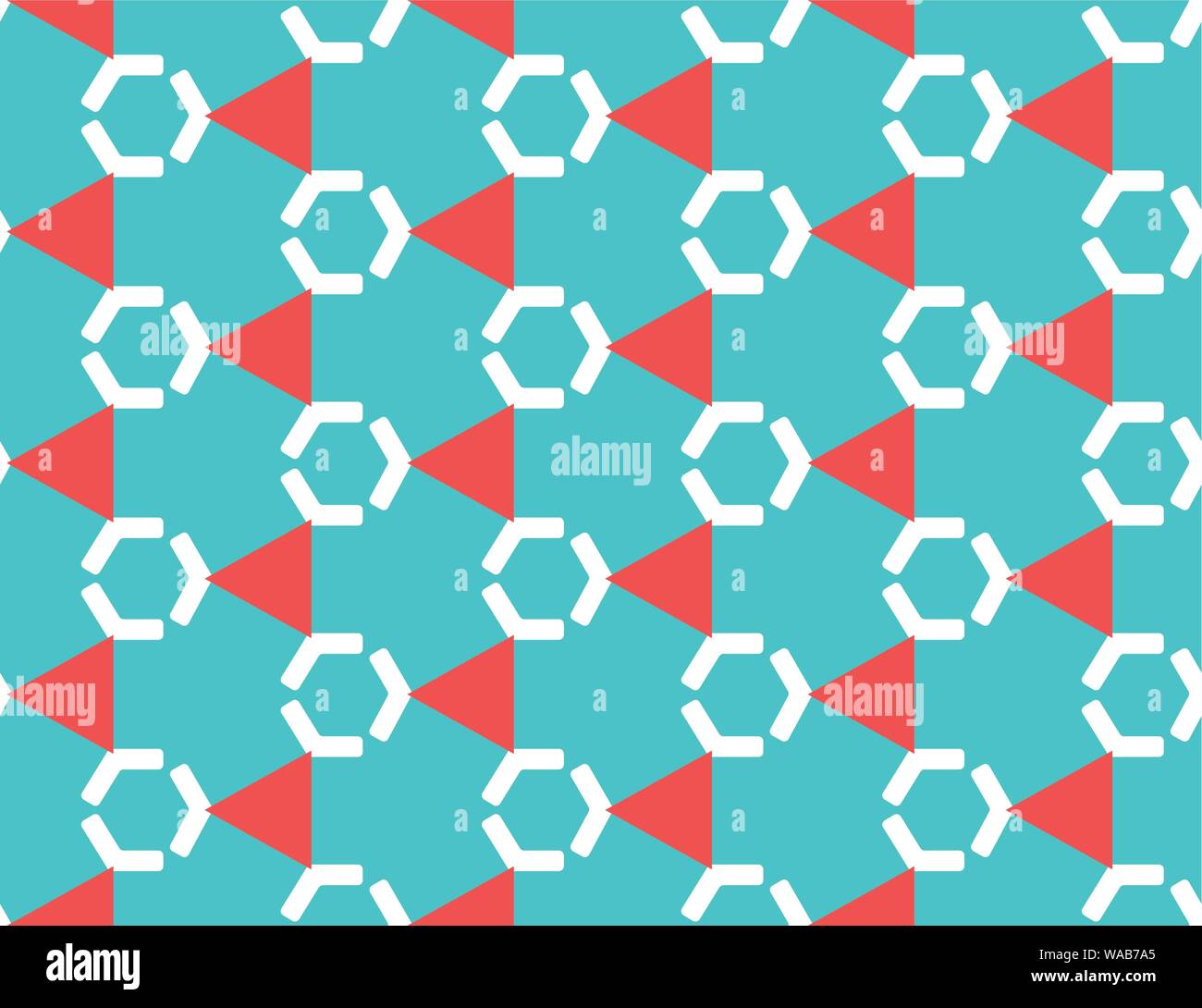 Vector seamless geometric pattern. Shaped white hexagons and red ...