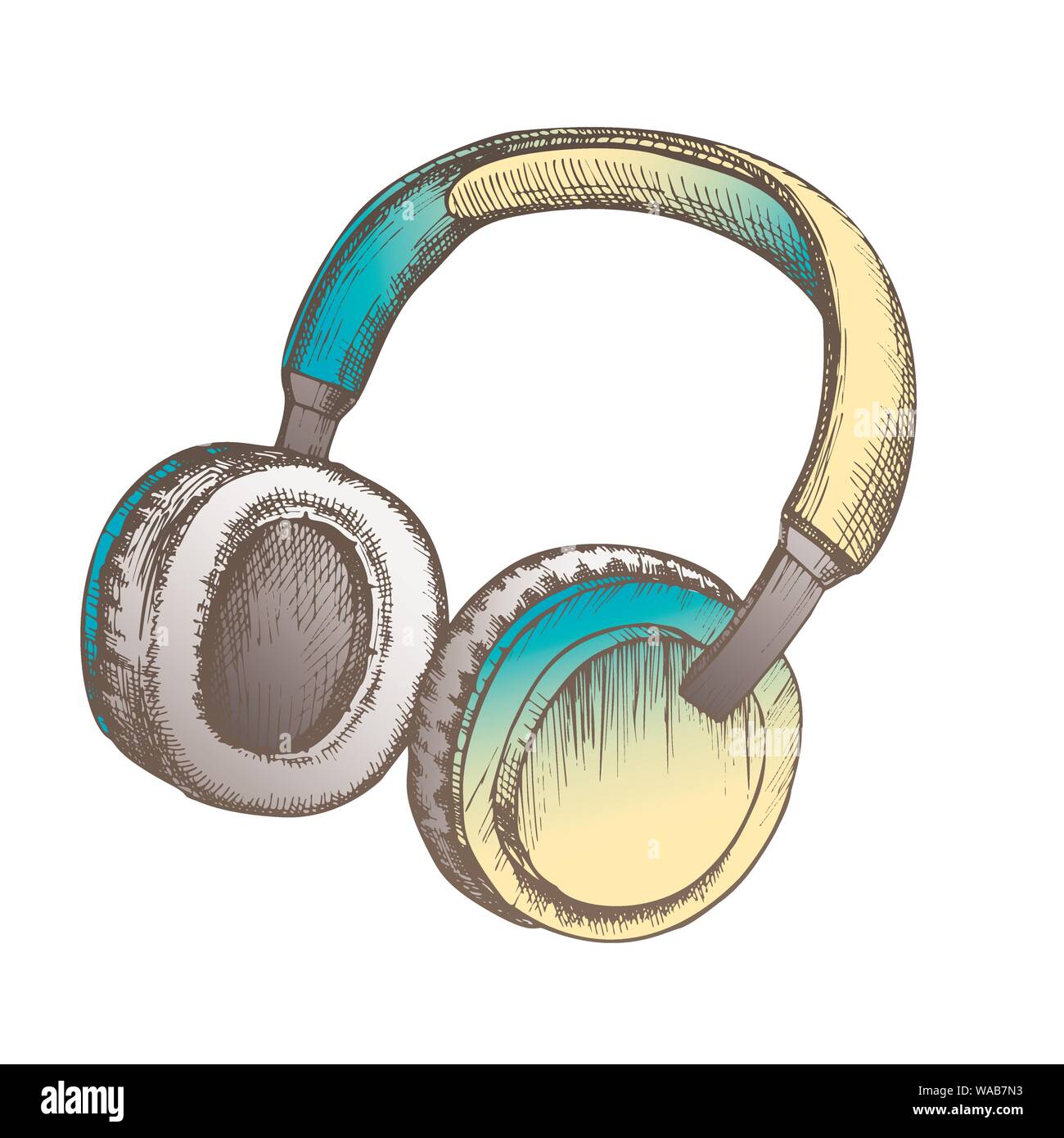 Color Melomane Accessory Wireless Headphones Ink Vector Stock Vector ...