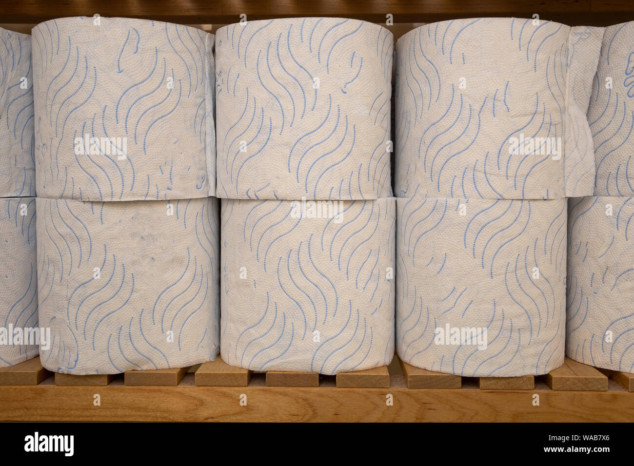 Stack of toilet paper, storage of toilet roll in the closet Stock Photo ...