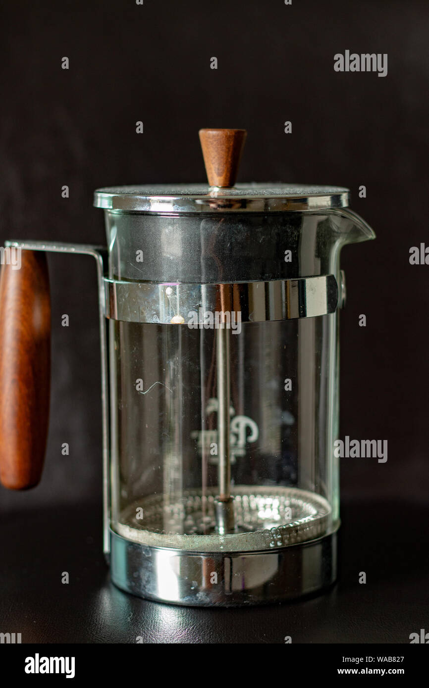 French press empty isolated. On white background Stock Photo - Alamy