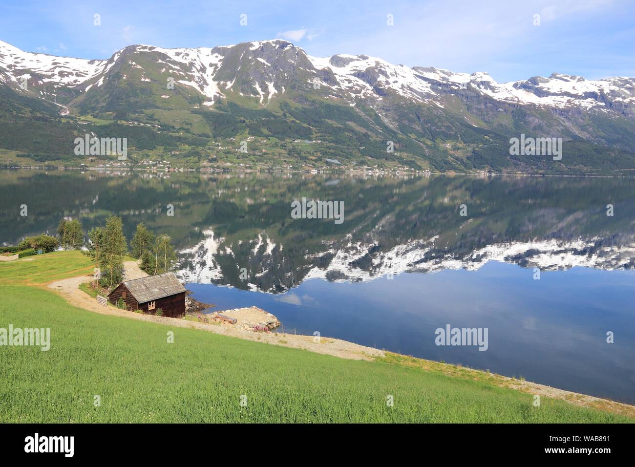 Norway fiord landscape - part of Hardanger Fjord called Sorfjord ...