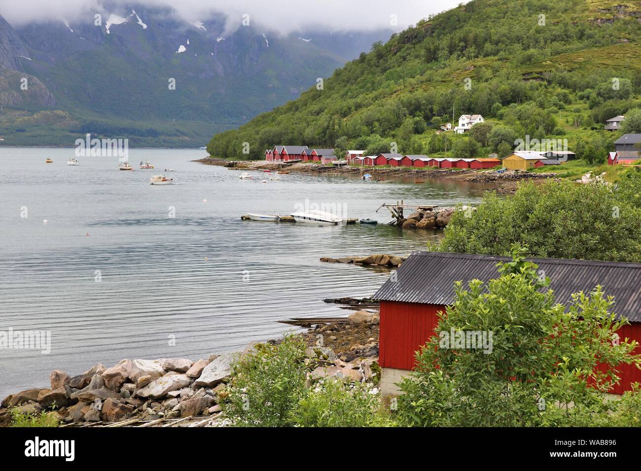 Fishing village in Norway - Glomfjord in Nordland region Stock Photo ...