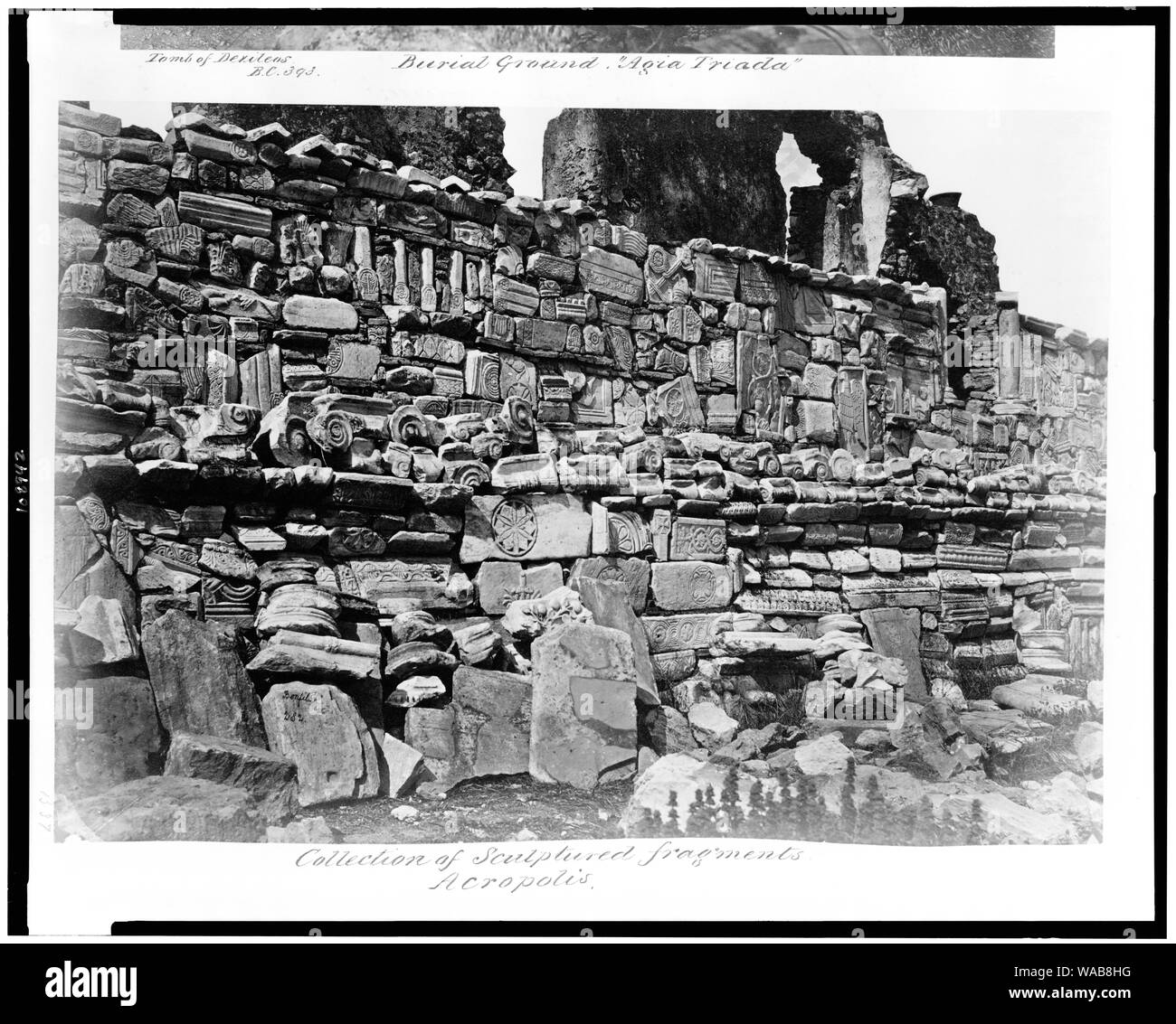 Collection of sculptured fragments, Acropolis / Bonfils' Stock Photo ...
