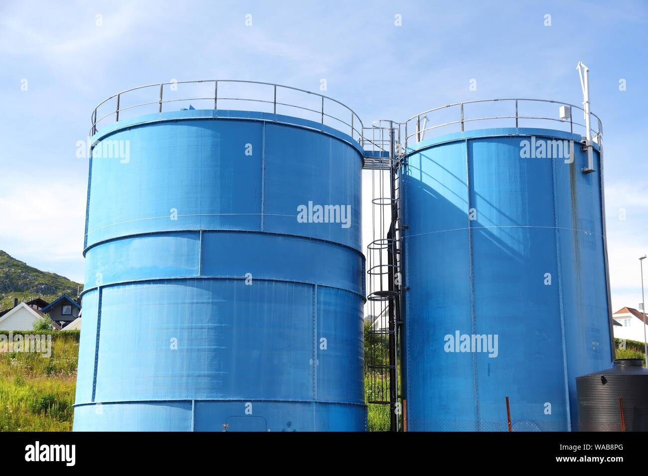 Fuel storage or chemical substance silo. Industrial location in Norway ...