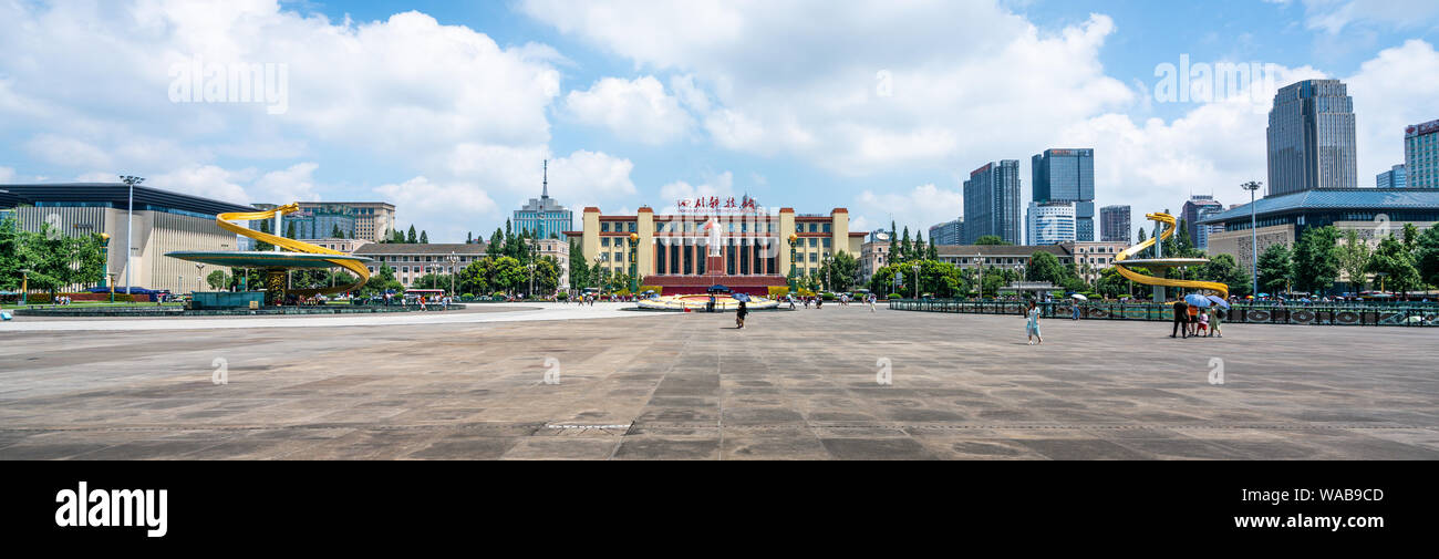 Chengdu China, 3 August 2019 : Panoramic view of Tianfu square with ...
