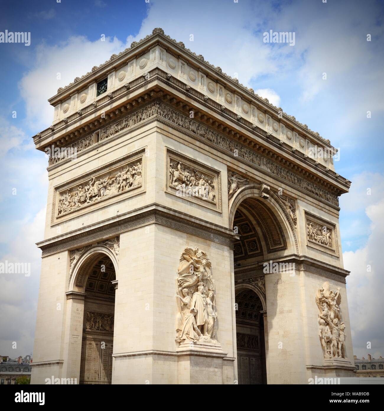 Paris, France - famous Triumphal Arch located at the end of Champs ...