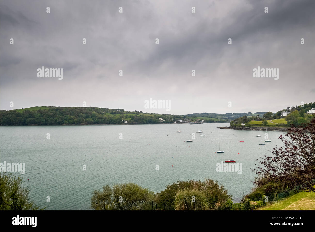 Sailing boats moored in the bay at Glandore in County Cork in Ireland ...