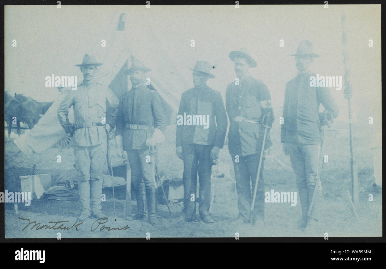 Colonel George Harries with staff at Rough Riders military camp ...