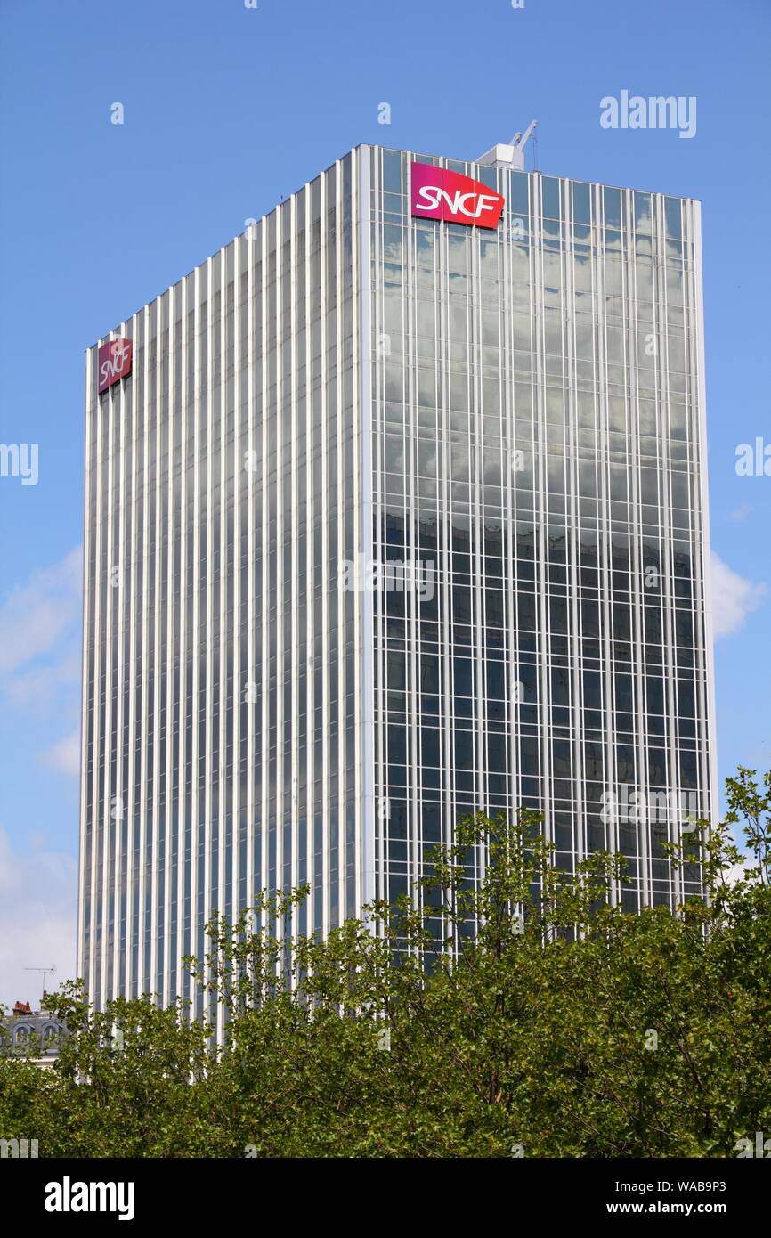 PARIS, FRANCE - JULY 24, 2011: SNCF headquaters in Paris, France. SNCF ...