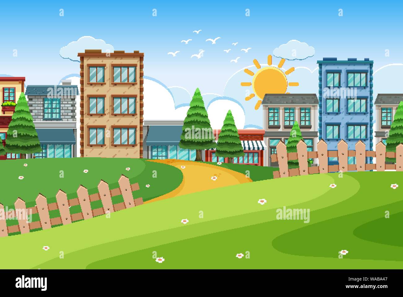 An outdoor scene with shop building illustration Stock Vector Image ...