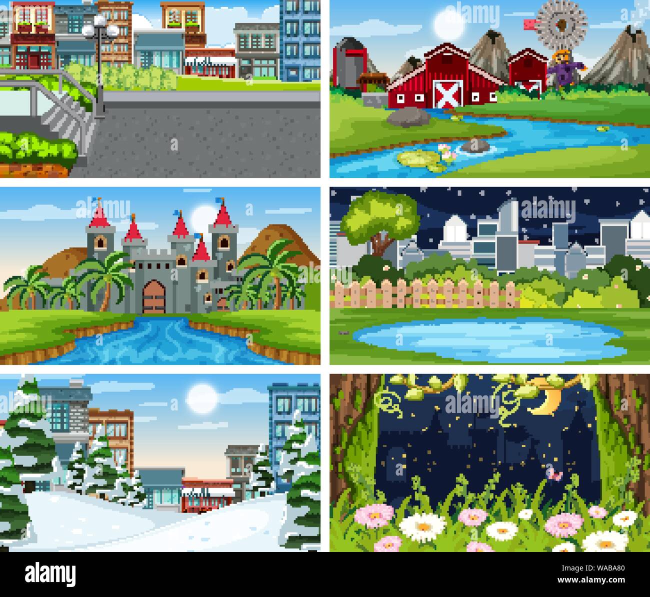 Pretty river scene Stock Vector Images - Alamy