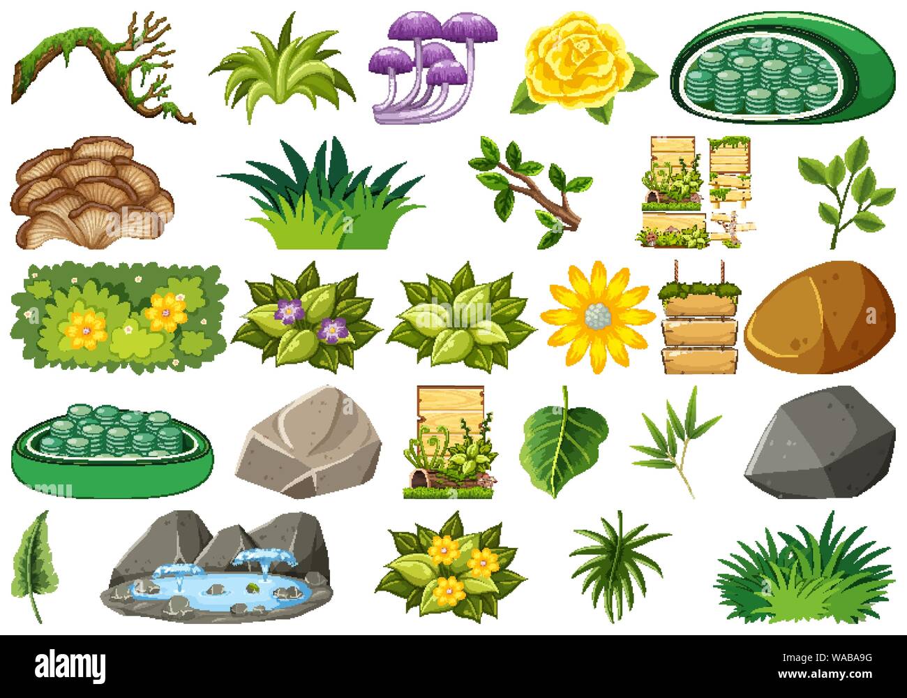 Set of isolated objects theme - nature illustration Stock Vector Image ...