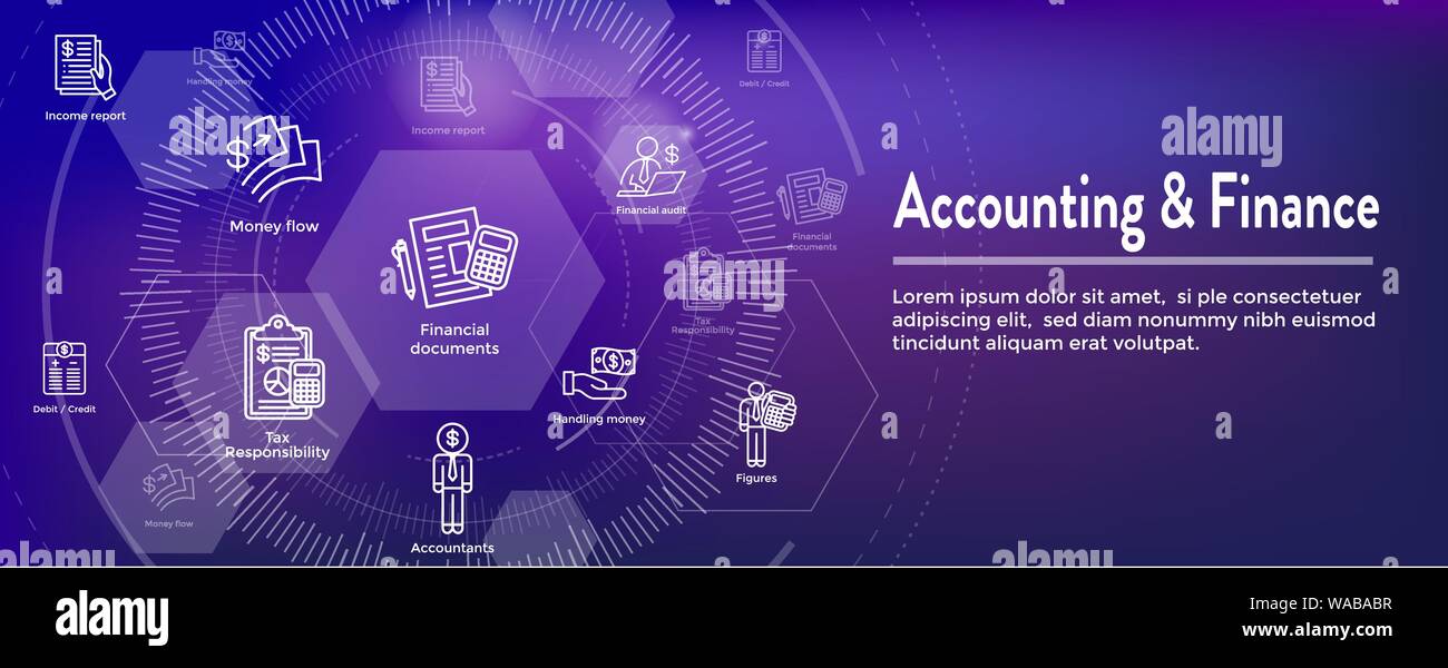 Accountant / Accounting Icon Set and Web Header Banner Stock Vector ...