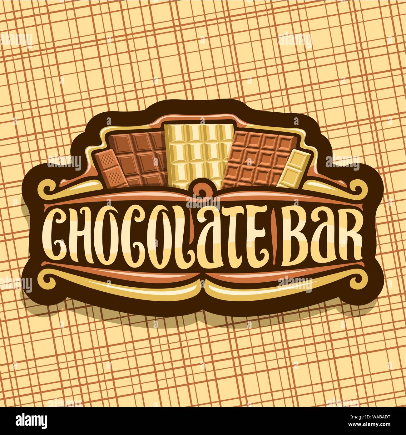 Vector logo for Chocolate Bar, dark decorative retro sign with choice ...