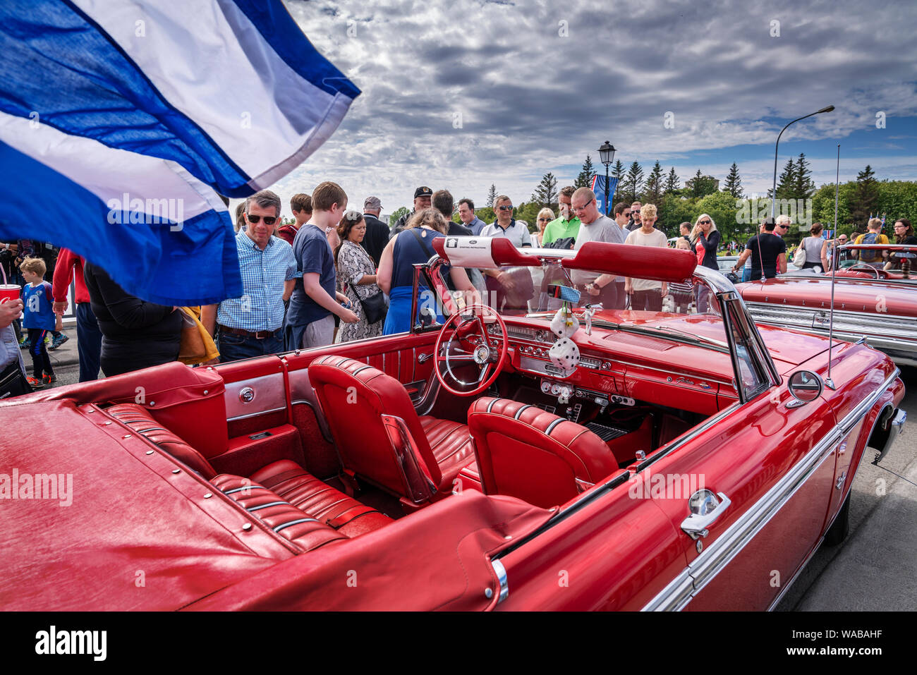 Vintage cars on display, Independence day, Reykjavik, Iceland Stock ...