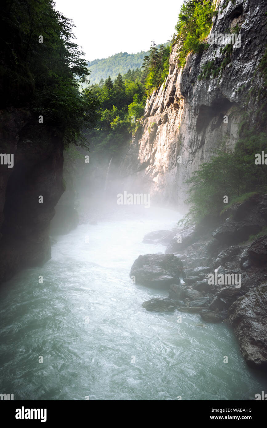 Inside the Aare Gorge, a section of the river Aare that carves through ...