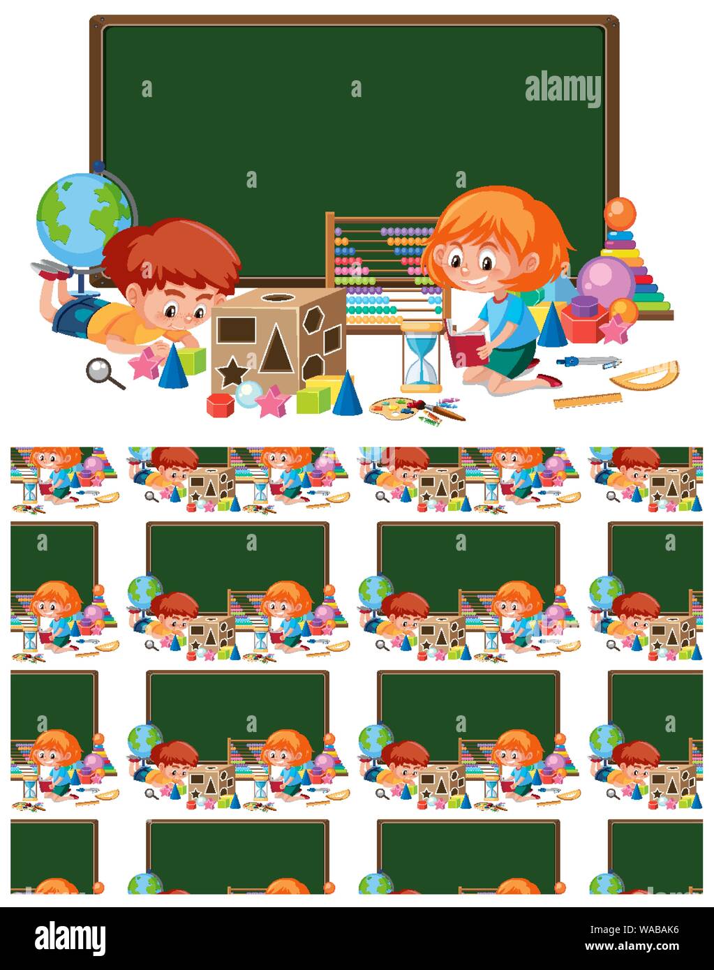 Seamless background design with kids in classroom illustration Stock ...