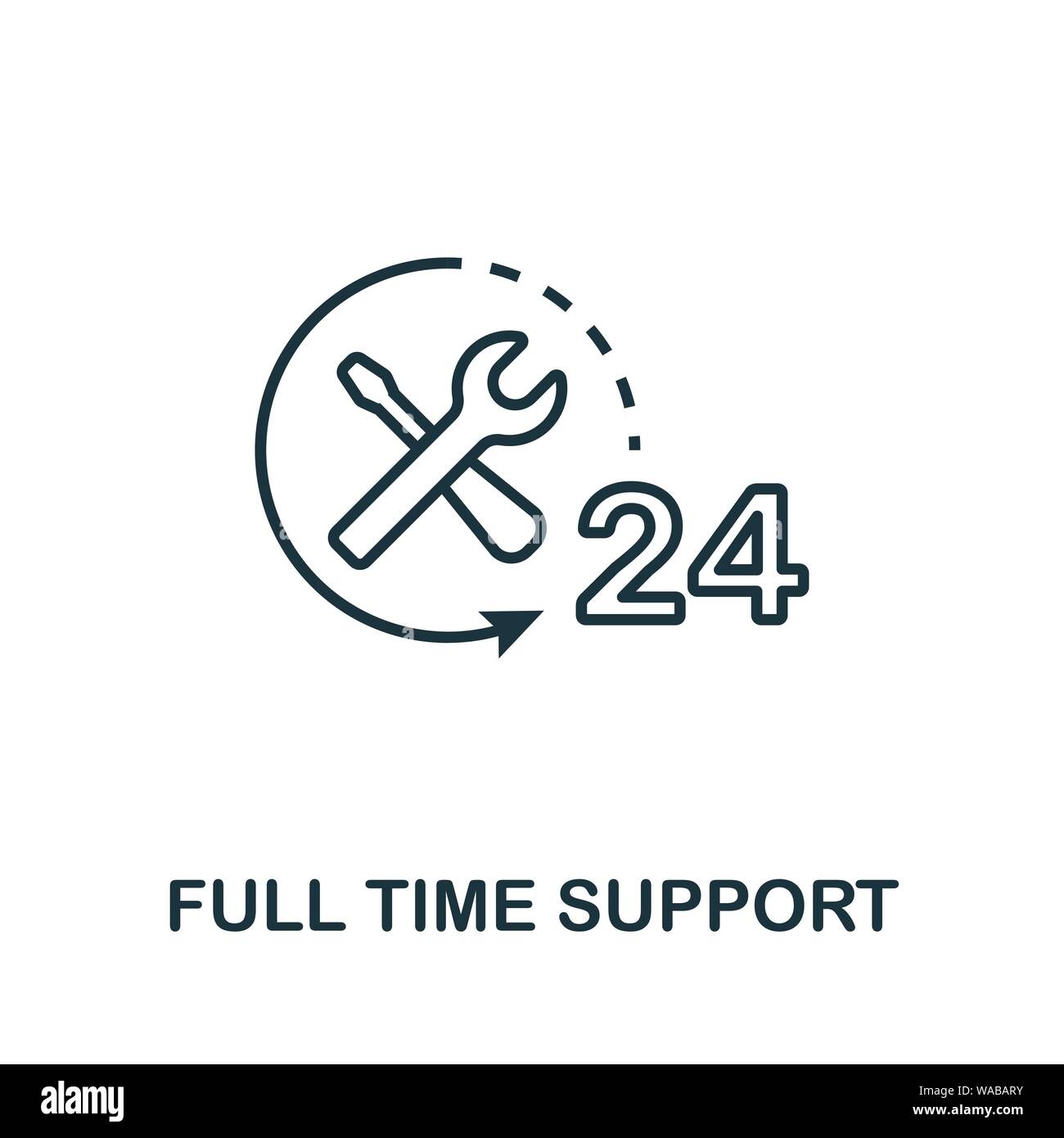 Full Time Support icon. Thin outline style design from web hosting ...