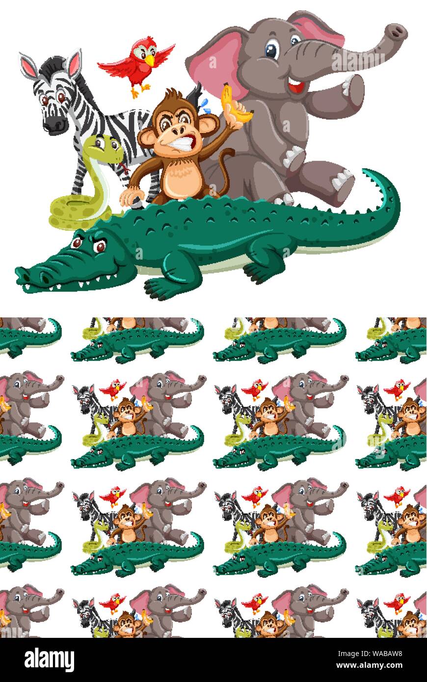 Seamless background design with animals illustration Stock Vector Image ...