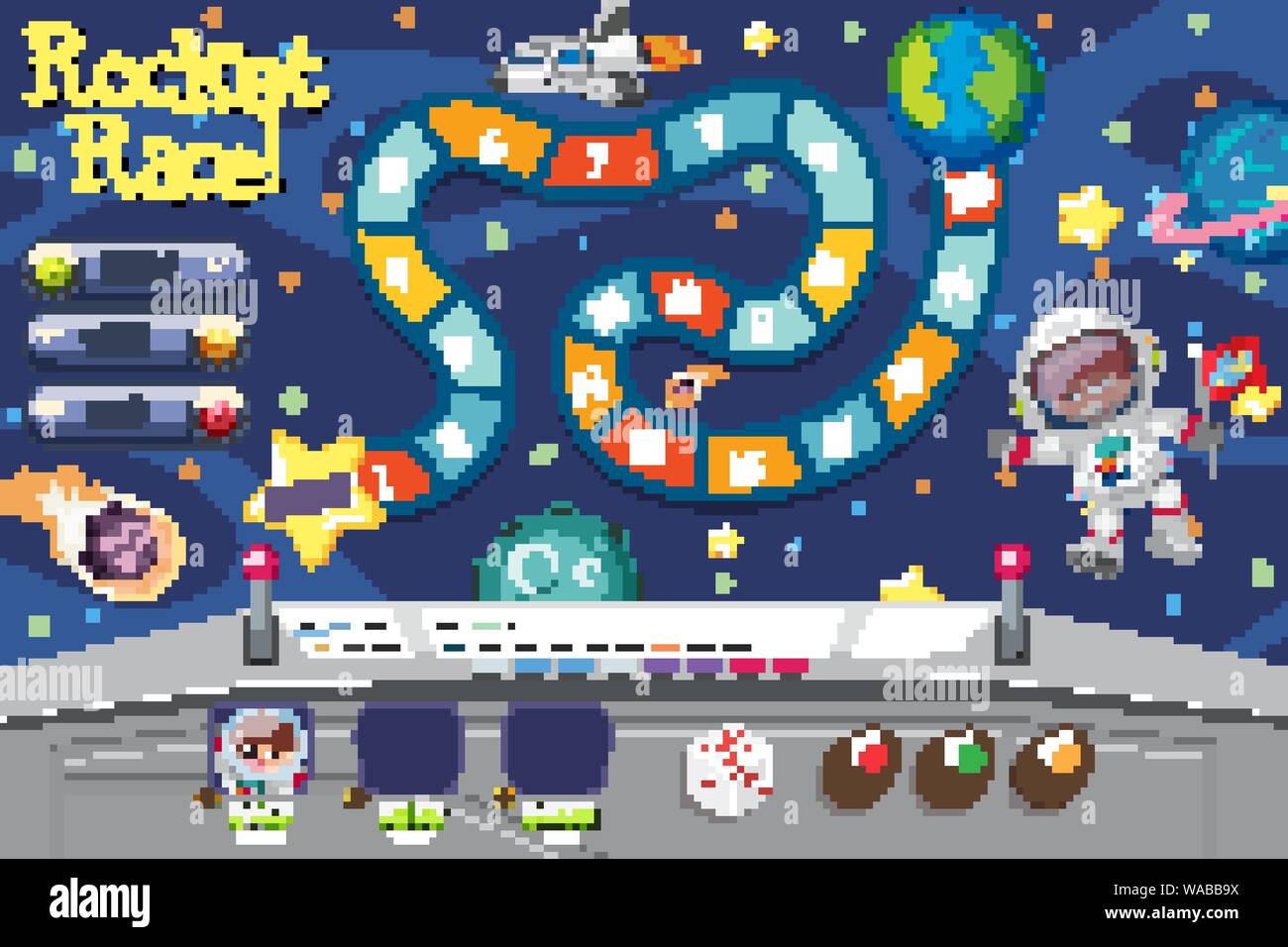 Space game template with astronaut in space illustration Stock Vector ...