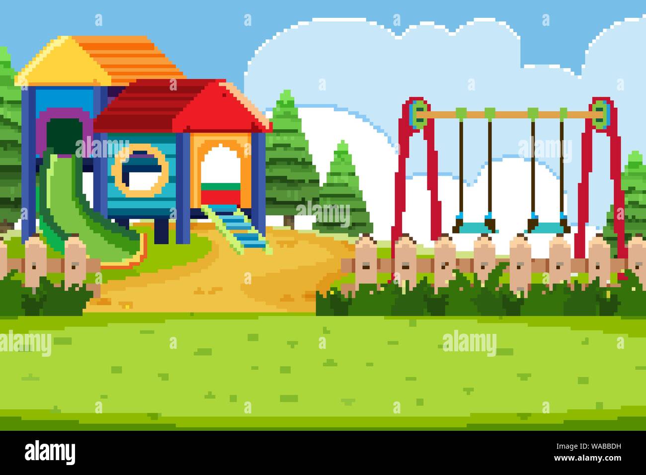 An outdoor scene with playground illustration Stock Vector Image & Art ...