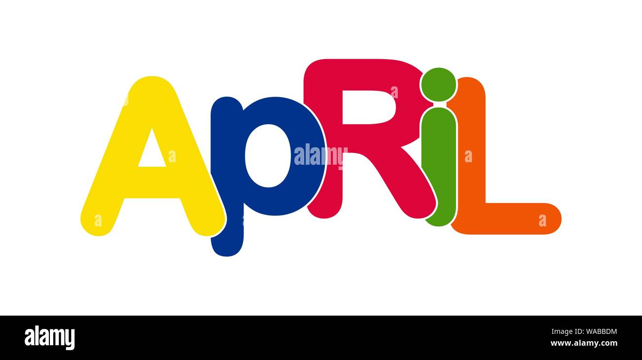 Colorful banner with the inscription APRIL, for design and decoration ...