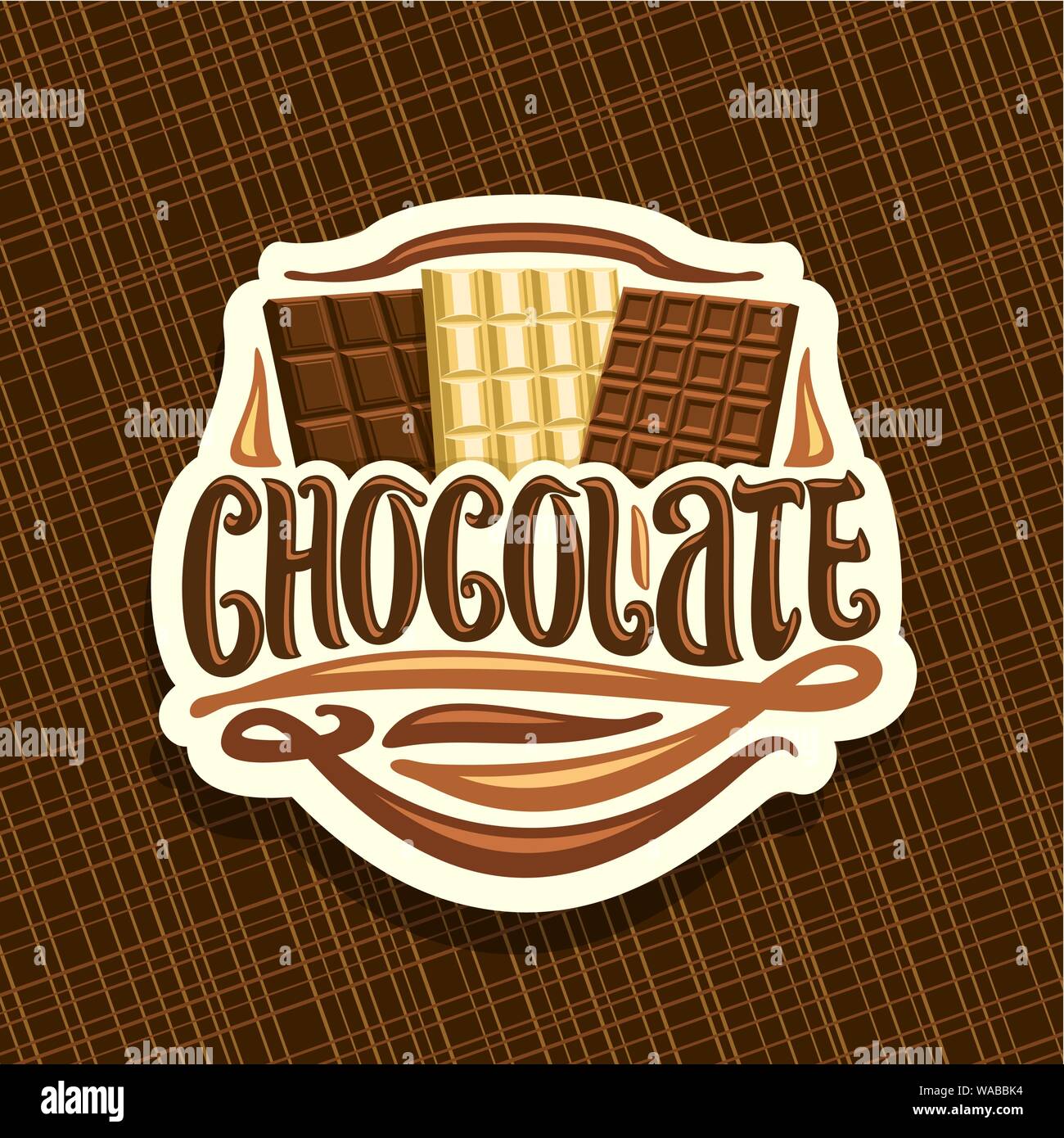 Vector logo for Chocolate, cut paper decorative sign with choice of 3 ...