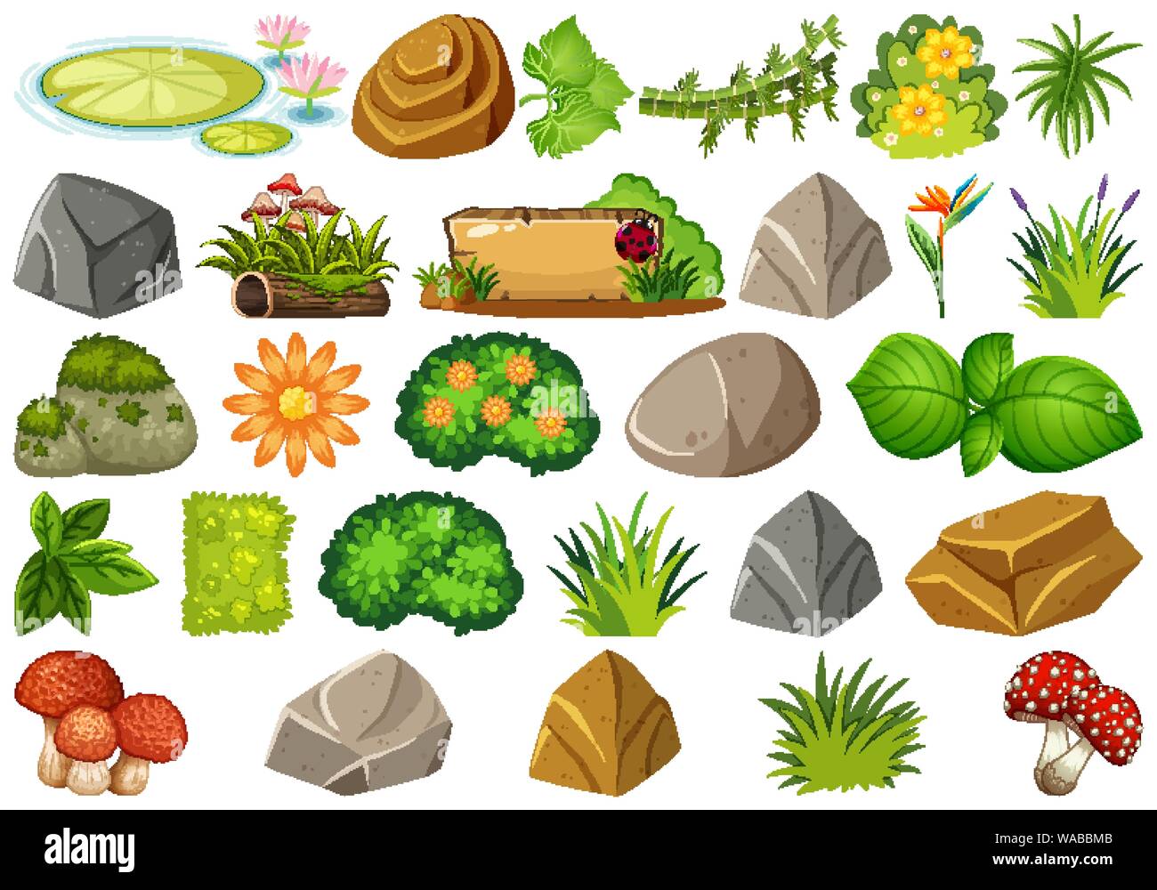 Set of isolated objects theme - gardening illustration Stock Vector ...