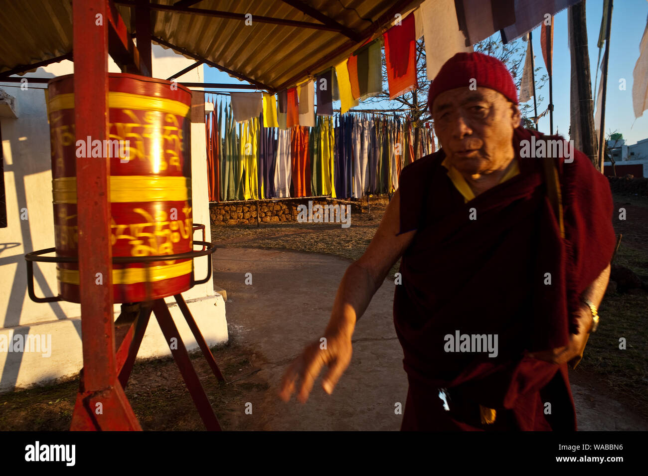 Tibetan monk circumambulating around a buddhist temple ( India Stock ...