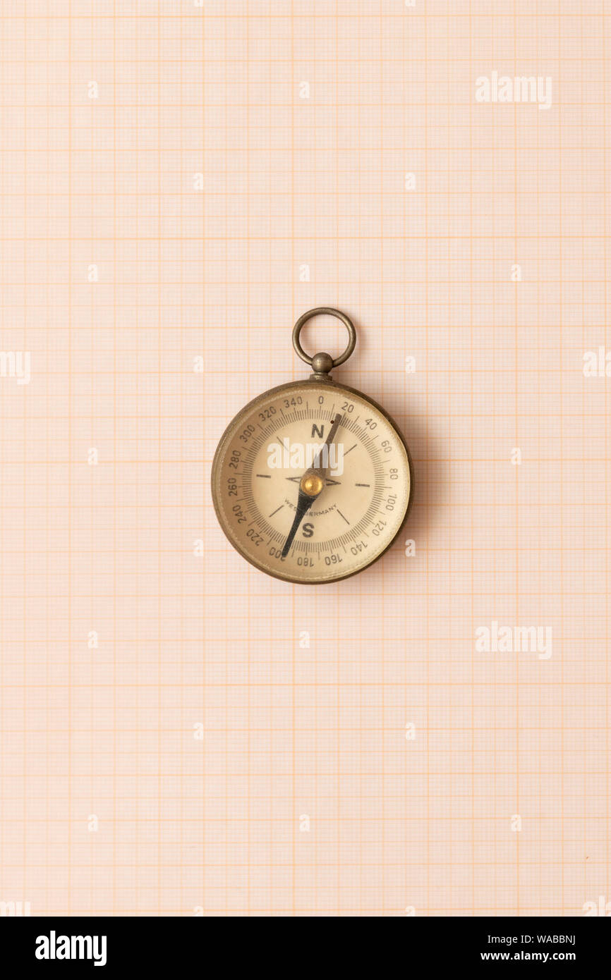 A vintage Compass on a Graph Paper Background Stock Photo - Alamy