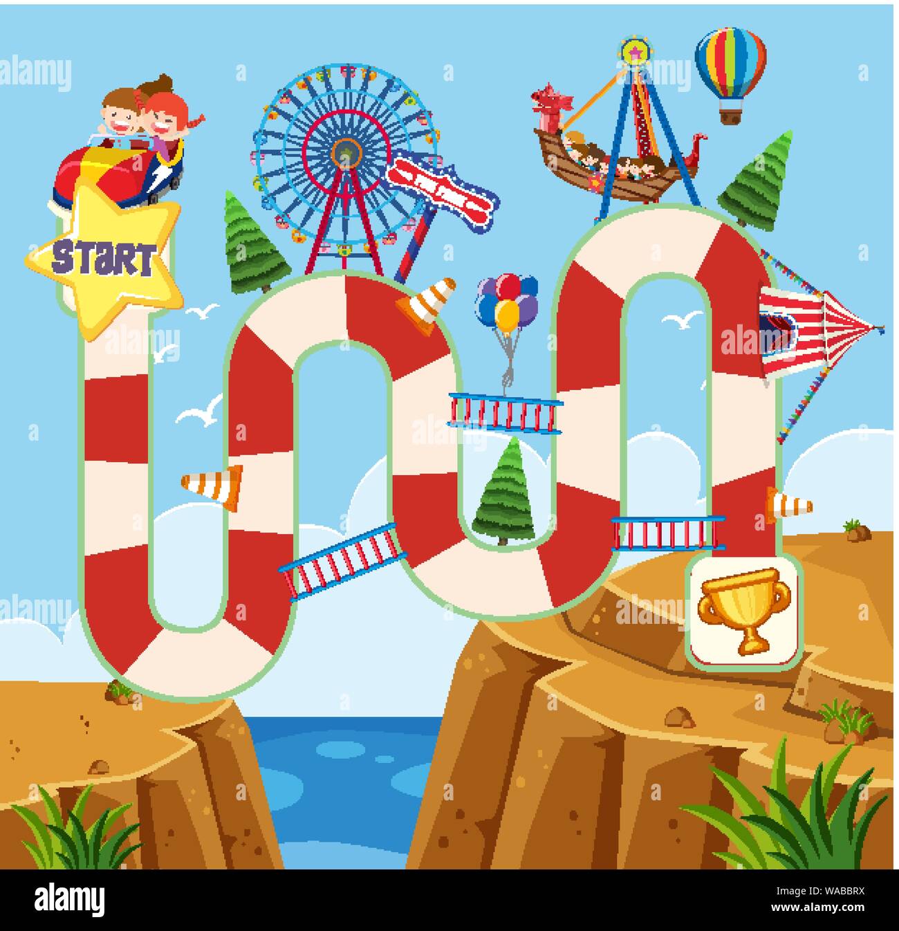 Boardgame design template with kids in circus ride illustration Stock ...
